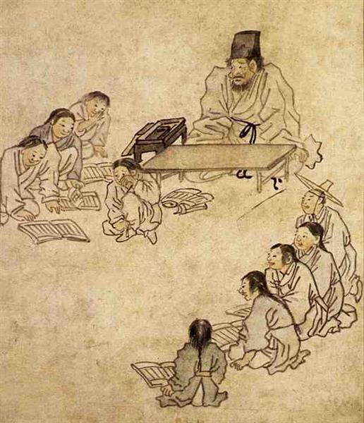 Teacher and pupils Seodang, 1780 - Kim Hong-do - WikiArt.org