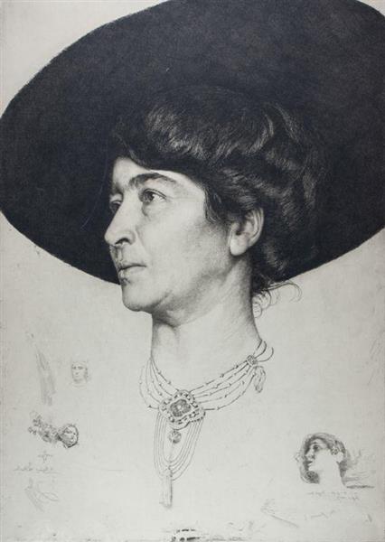 The Black Hat. Portrait of Claire Wenz, 1917 - Sigmund Lipinsky ...